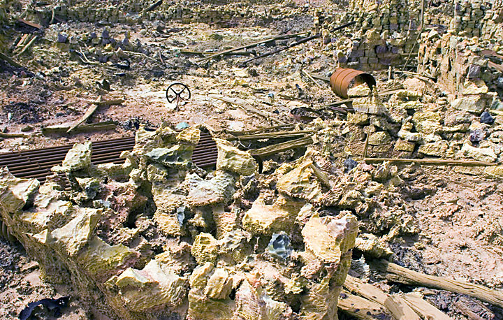 Dallol Ghost Town - Ruins of the old Potash Mine at Dallol Volcano