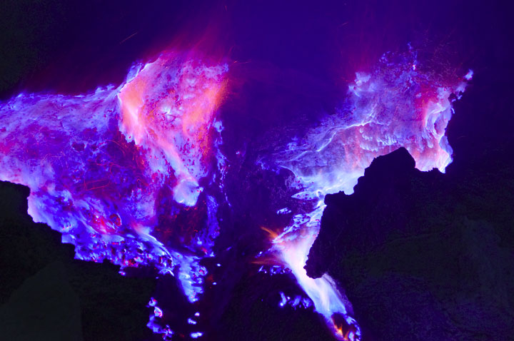 Ijen Volcano Photos - Blue Flames of Burning Sulfur