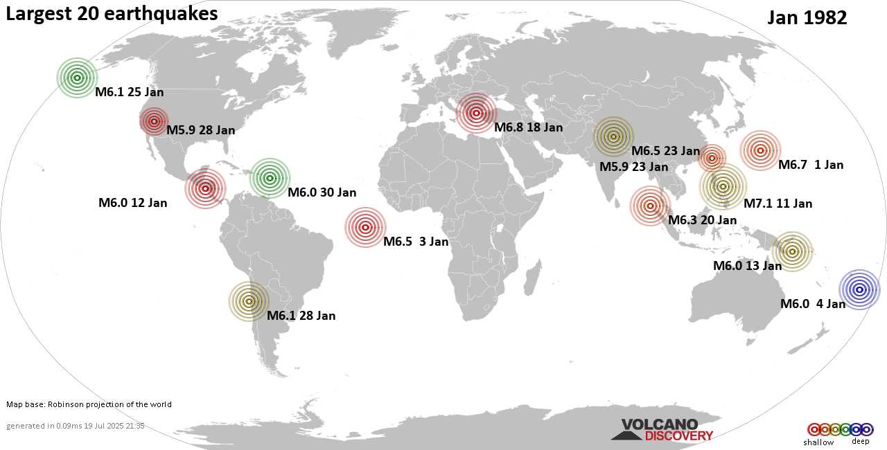 Earthquake archive: past quakes worldwide during January 1982 - Liste ...
