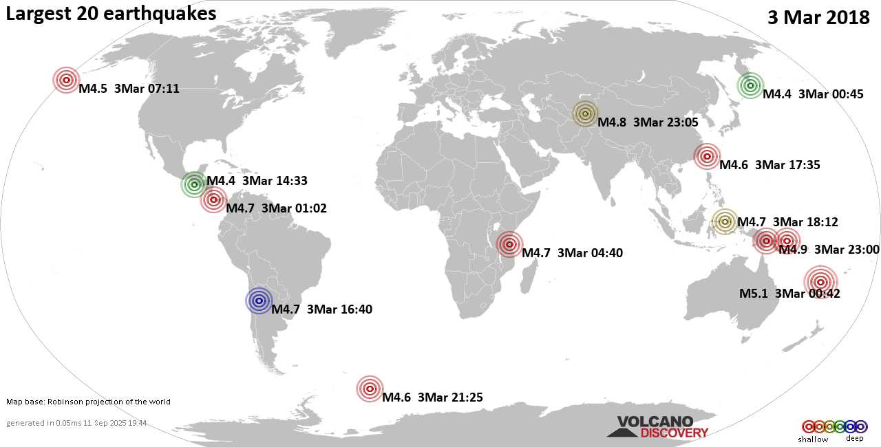 List, maps and statistics of the 20 largest earthquakes on Saturday ...