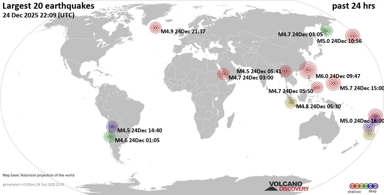 Earthquakes Today: List and Maps of the 20 Largest Earthquakes during ...