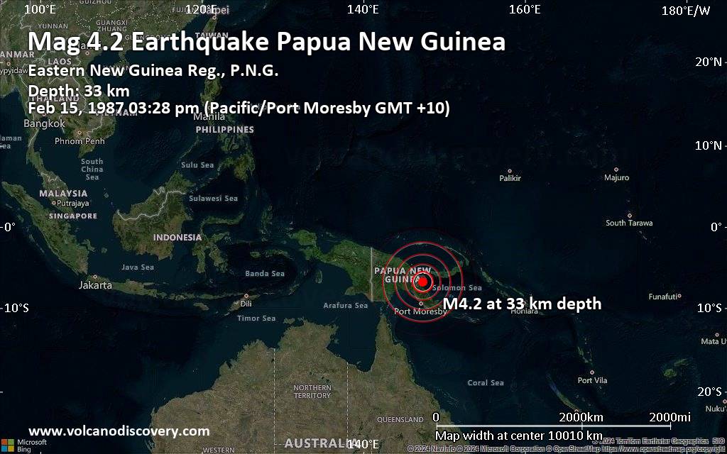 Moderate Mag. 4.2 Earthquake - Solomon Sea, 42 km East of Lae, Morobe ...