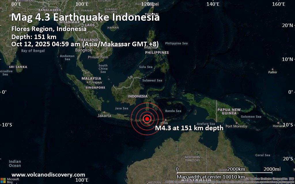 Moderate Mag 4 3 Earthquake Flores Sea 30 Km North Of Labuan Bajo