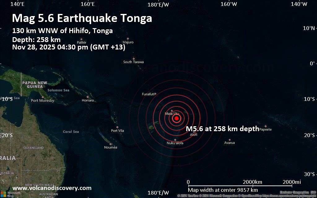 Magnitude 5.8 Earthquake Southwest of Savaii Island: No Tsunami Threat ...