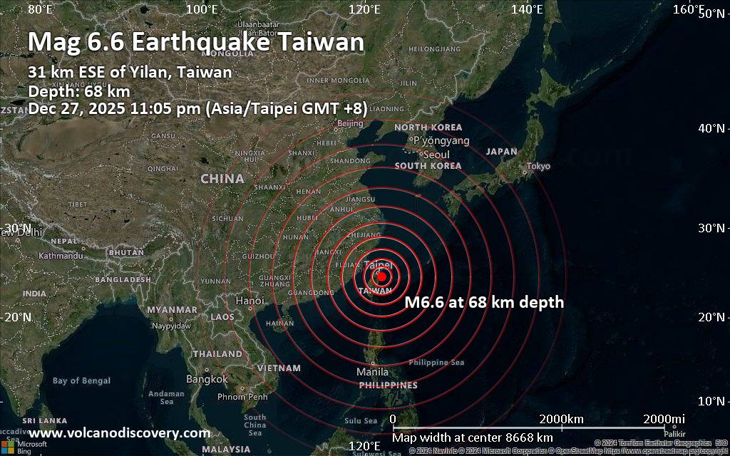 POGODNIK - Strong earthquake off Taiwan : A powerful magnitude 7.0