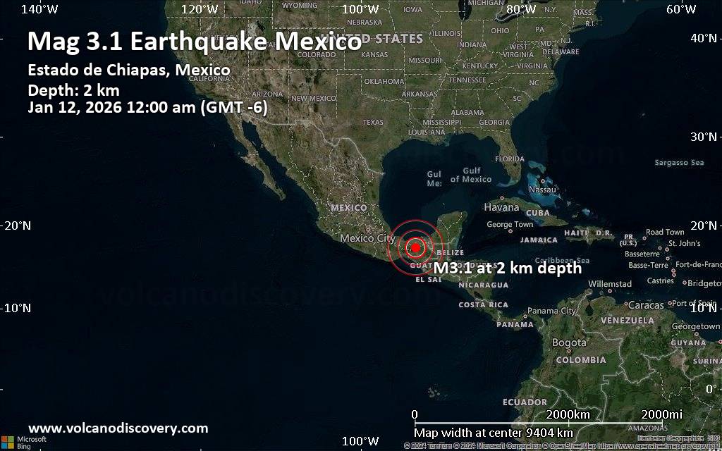 Light Mag. 3.1 Earthquake - Estado de Chiapas, 36 km Southwest of Teapa ...