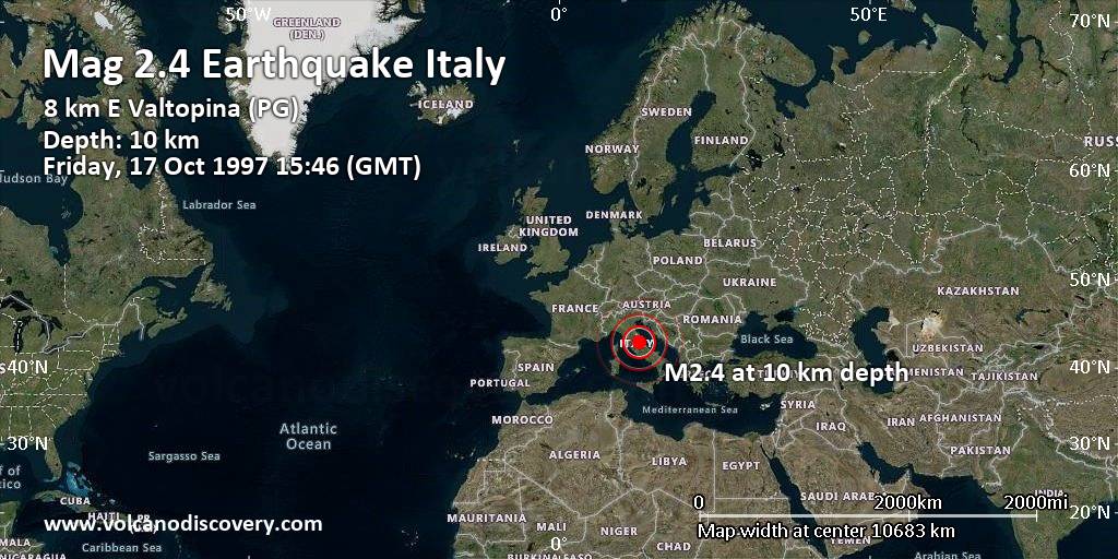 Weak Mag. 2.4 Earthquake - 14 km Northeast of Foligno, Provincia di ...