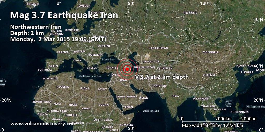 Light Mag. 3.7 Earthquake - Northwestern Iran on Monday, Mar 2, 2015 ...