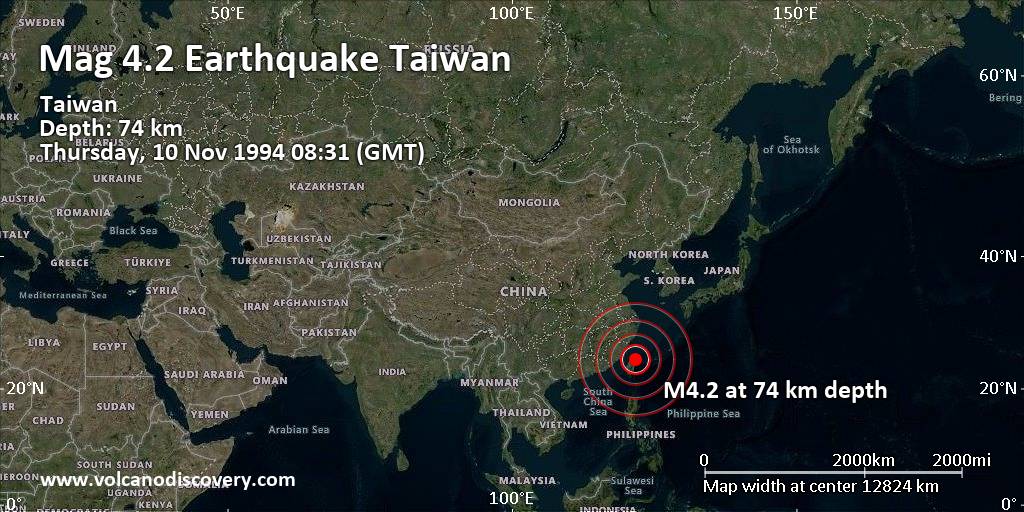 Moderates Erdbeben der Stärke 4.2 - Taiwan am Donnerstag, 10. November ...