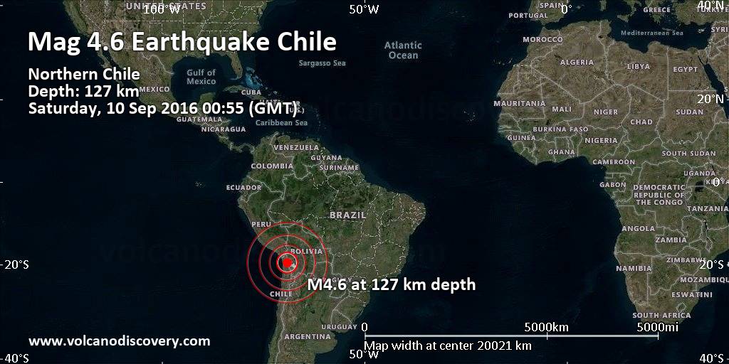 Moderate Mag. 4.6 Earthquake - 136 km Northeast of Iquique, Provincia ...