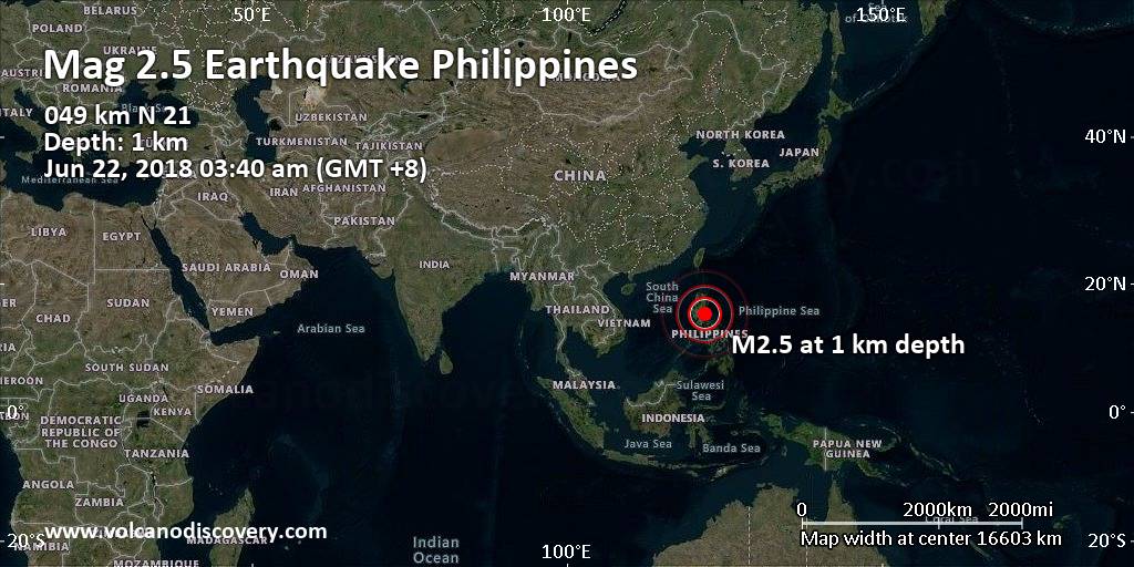 Weak Mag. 2.5 Earthquake - Philippine Sea, 41 km North of Karligan ...