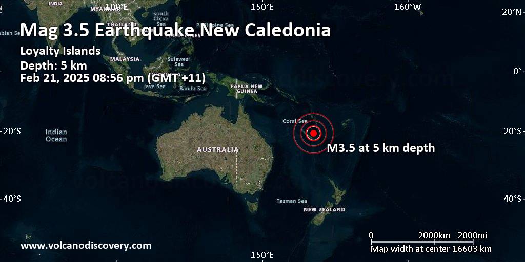 Light Mag. 3.5 Earthquake (unconfirmed) - Coral Sea, 38 km Northeast of ...