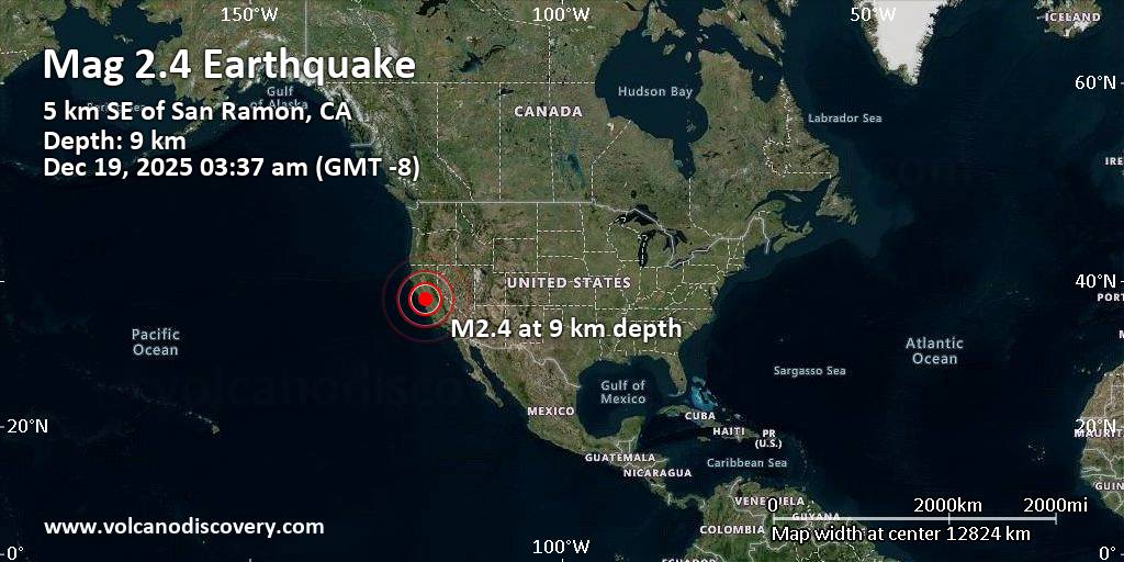 Weak Mag. 2.4 Earthquake - 3 mi Southeast of San Ramon, Contra Costa ...