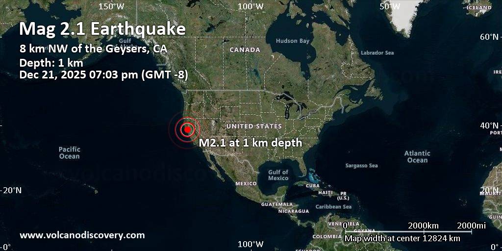 Weak Mag. 2.1 Earthquake - Sonoma County, 13 mi Southwest of Clearlake ...