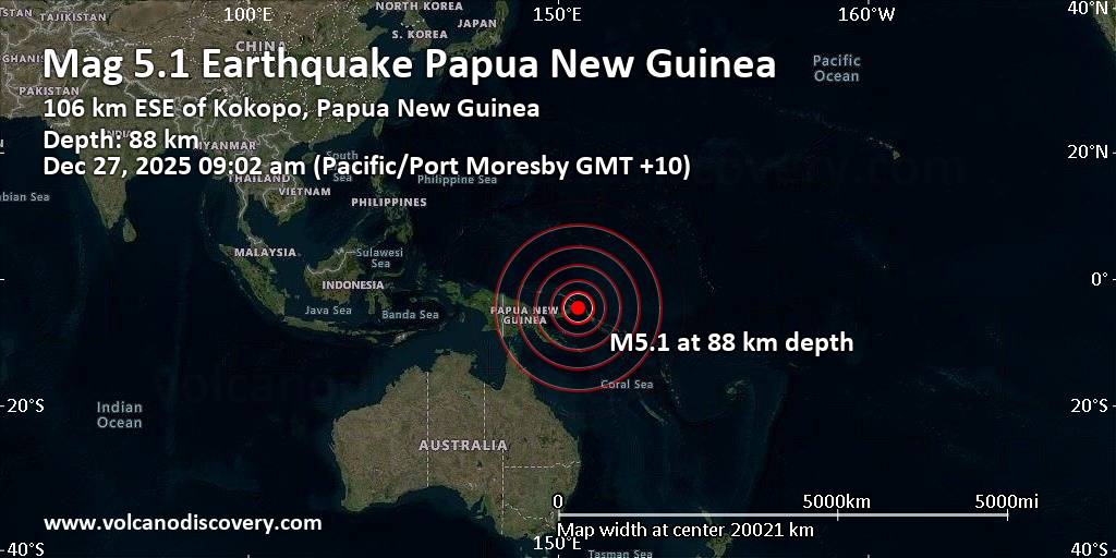 Strong Mag. 5.1 Earthquake - South Pacific Ocean, 72 km Southwest of ...