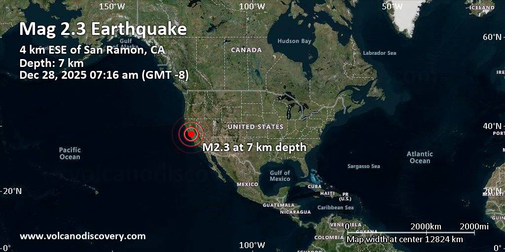 Weak Mag. 2.3 Earthquake - 2.5 mi East of San Ramon, Contra Costa ...
