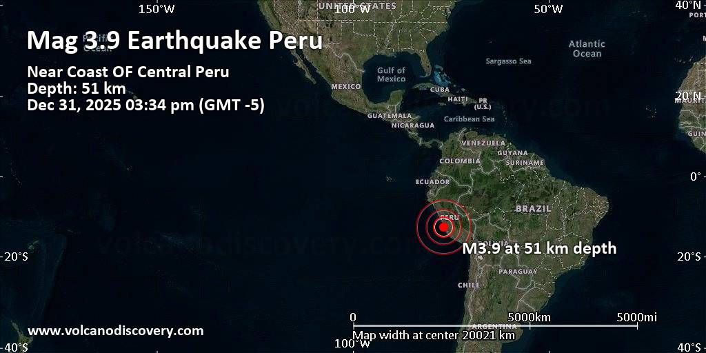 Light Mag. 3.9 Earthquake - South Pacific Ocean, 35 km Southwest of ...