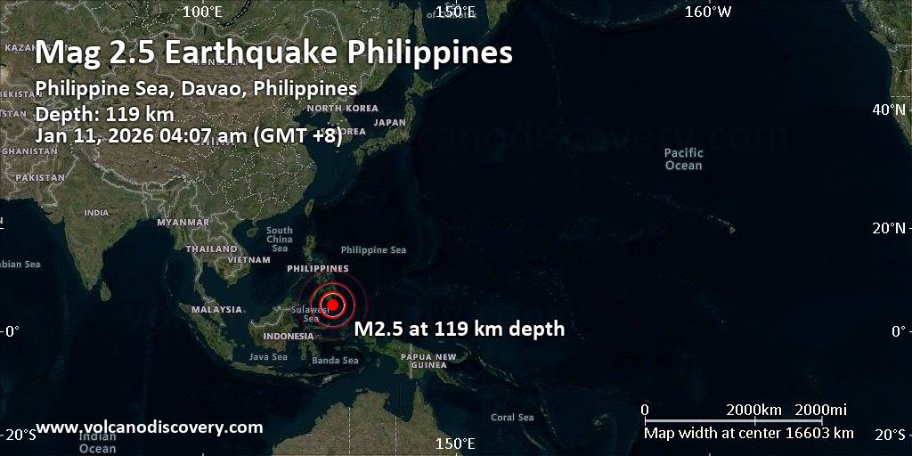 Weak Mag. 2.5 Earthquake - Philippines: 029 km S 46° E of Balut Island ...