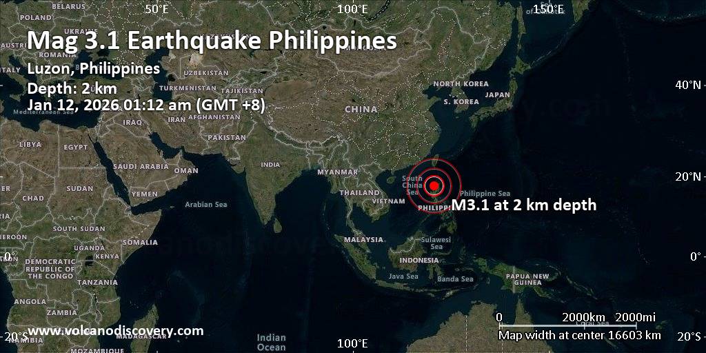 Light Mag. 3.1 Earthquake - 21 km North of Bangued, Philippines, on ...