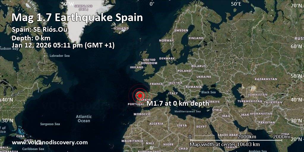 Minor Mag. 1.7 Earthquake - 20 km East of Verin, Ourense, Galicia ...