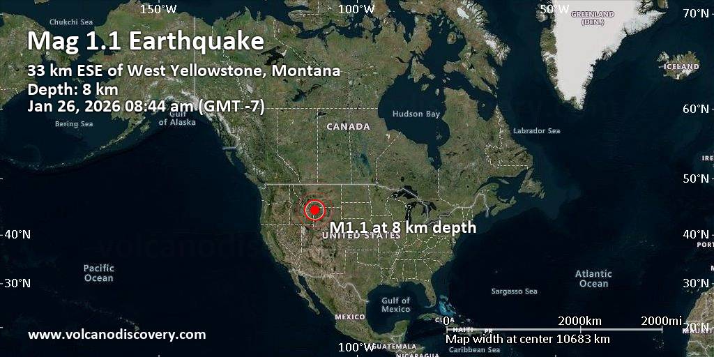 Minor Mag. 1.1 Earthquake - Teton County, Wyoming, 21 mi East of West ...