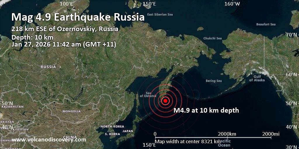 Moderate Mag. 4.9 Earthquake - North Pacific Ocean, 214 km East of ...