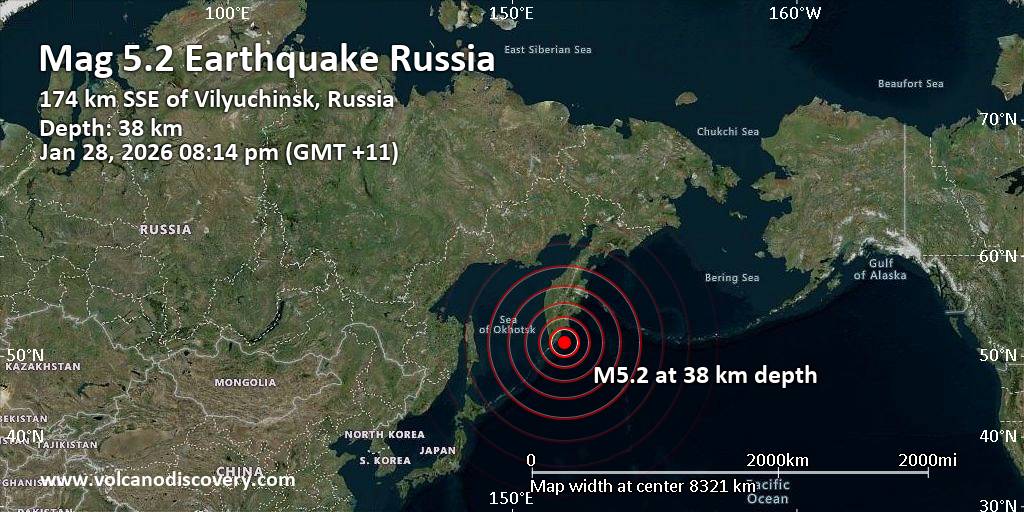 Strong Mag. 5.2 Earthquake - North Pacific Ocean, 185 km South of ...