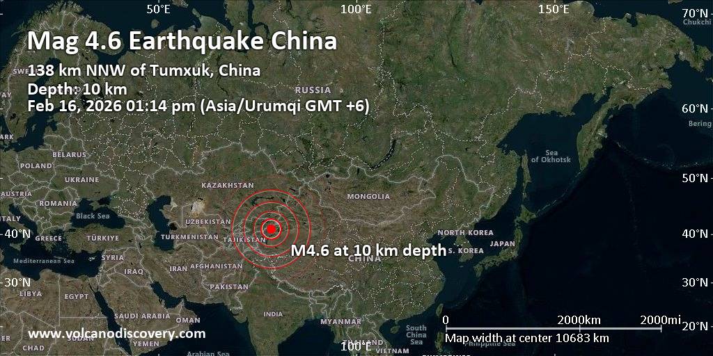 Moderate Mag. 4.5 Earthquake - 134 km South of Karakol, Issyk-Kul ...