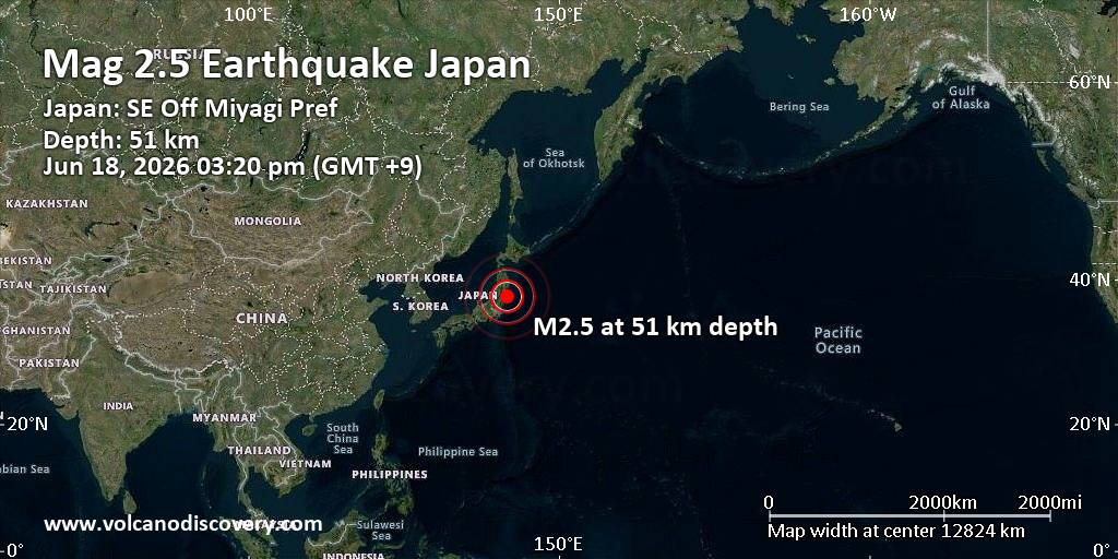 Weak Mag. 2.5 Earthquake - North Pacific Ocean, 60 km Northeast of ...