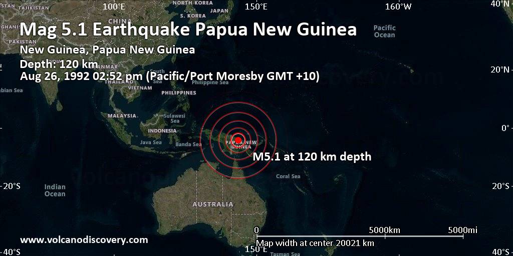Strong Mag. 5.1 Earthquake - New Guinea, Papua New Guinea, on Wednesday ...