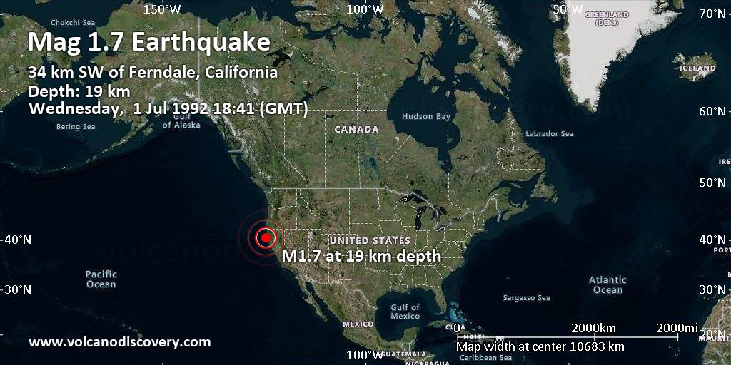 Minor Mag. 1.7 Earthquake - North Pacific Ocean, 36 mi Southwest of ...