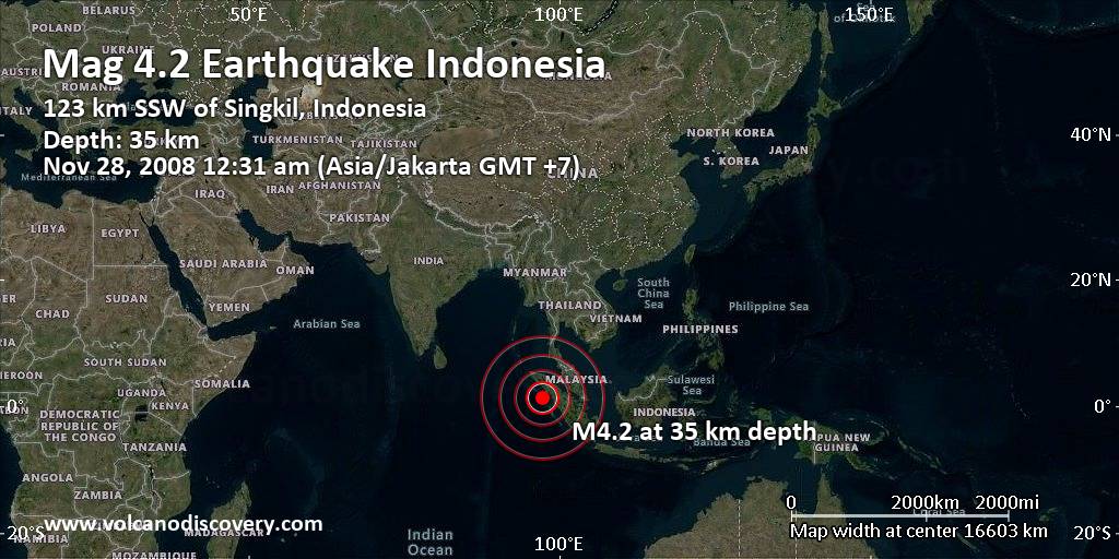 Moderate Mag. 4.2 Earthquake - Kabupaten Nias Utara, 182 km West of ...