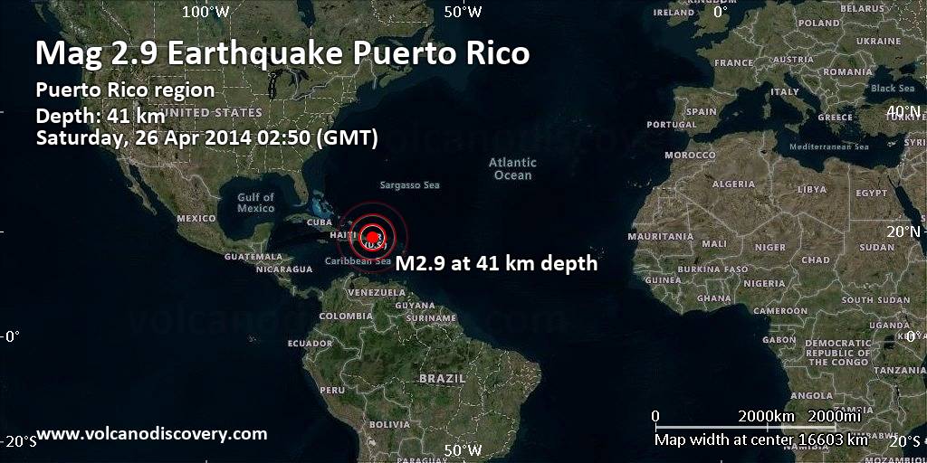 Weak Mag. 2.9 Earthquake - Puerto Rico Region on Saturday, Apr 26, 2014 ...