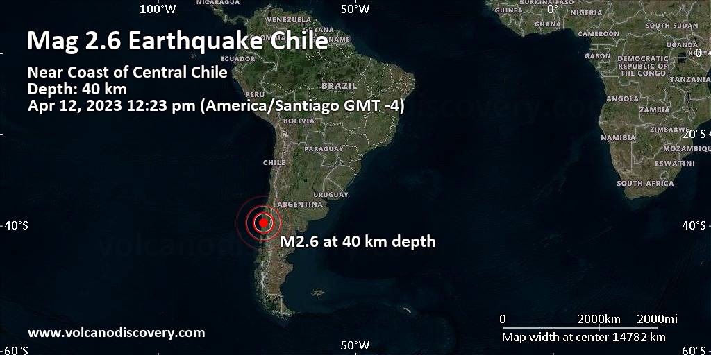 Weak Mag. 2.6 Earthquake (unconfirmed) - South Pacific Ocean, Region de ...
