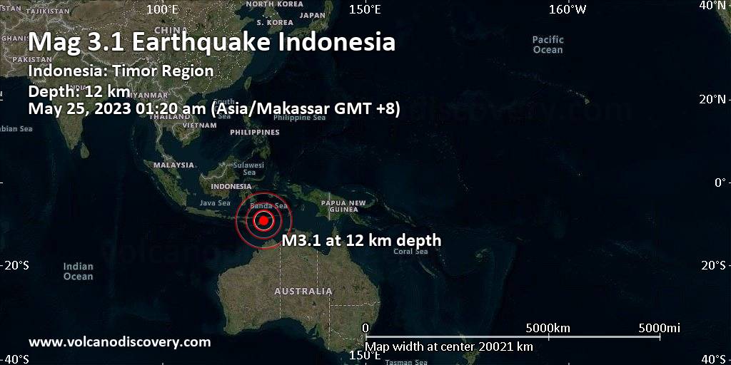 Light Mag. 3.1 Earthquake (unconfirmed) - 26 km Southeast of Atambua ...