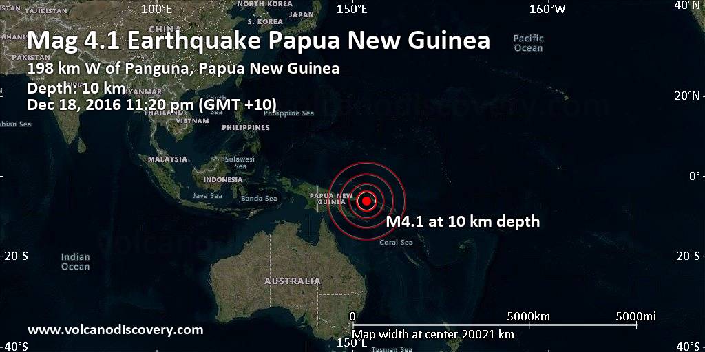 Moderate Mag. 4.1 Earthquake - 198 km W of Panguna, Papua New Guinea ...