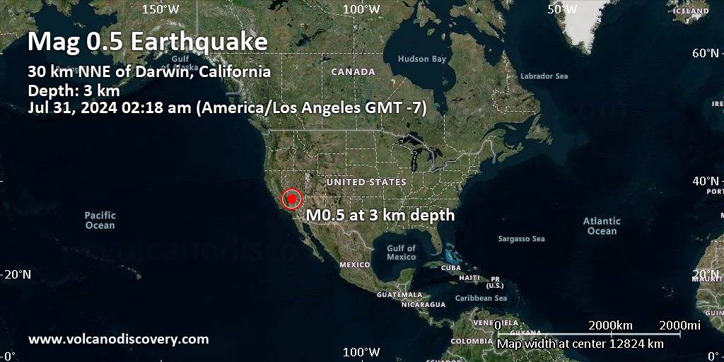 Minor Mag. 0.5 Earthquake - 30 km NNE of Darwin, California, on ...