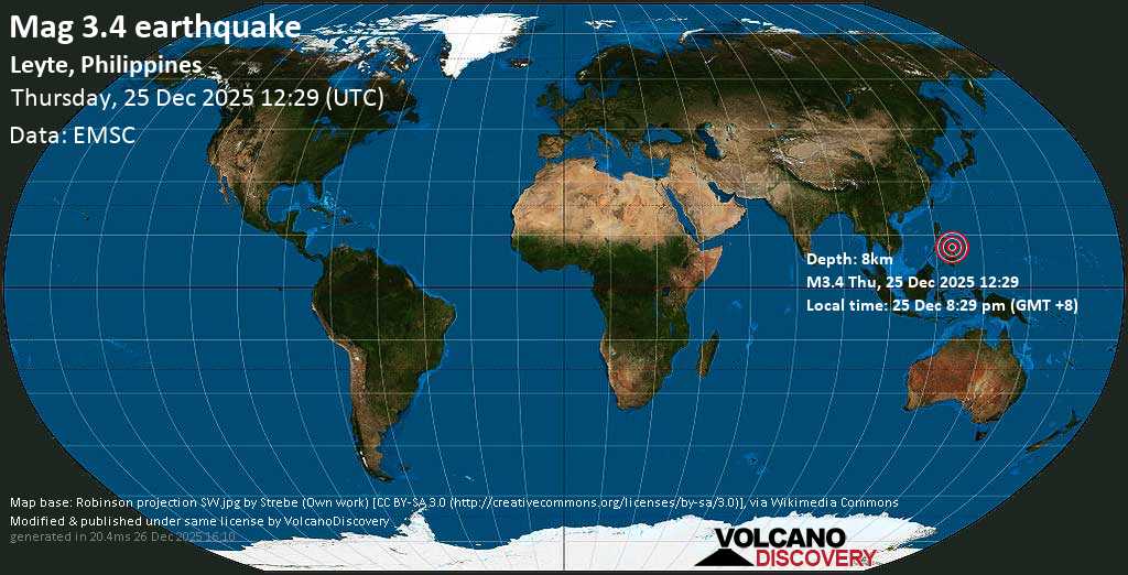 Light Mag. 3.4 Earthquake - 33 km North of Ormoc, Province of Leyte ...