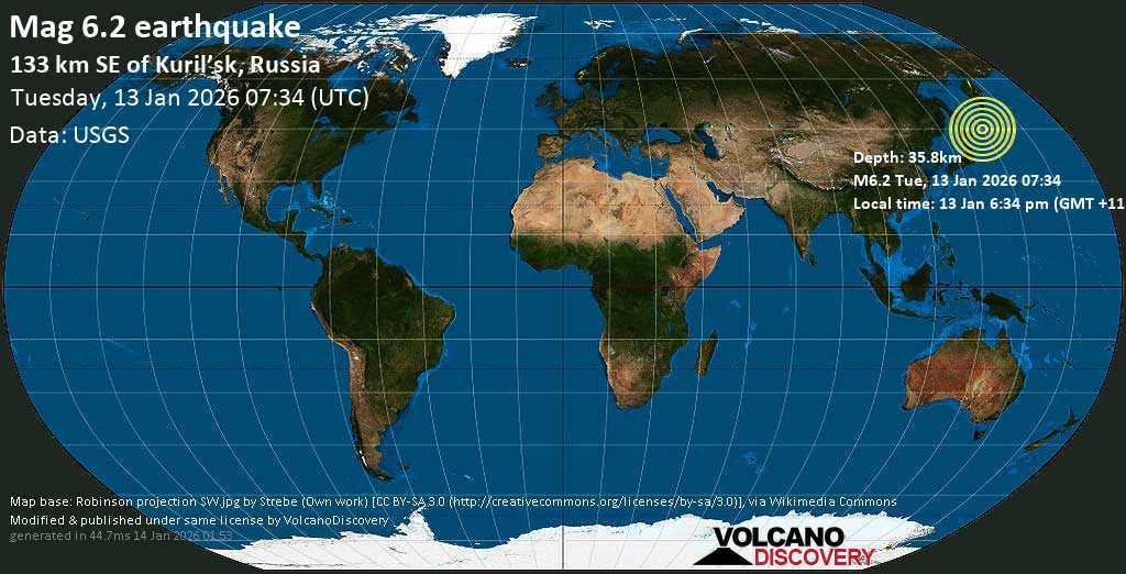 Very Strong Mag. 6.2 Earthquake - North Pacific Ocean, 131 km Southeast ...