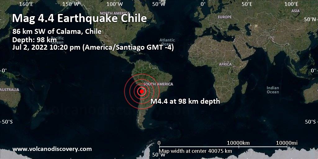 Moderate Mag. 4.4 Earthquake - Provincia de Antofagasta, 87 km ...