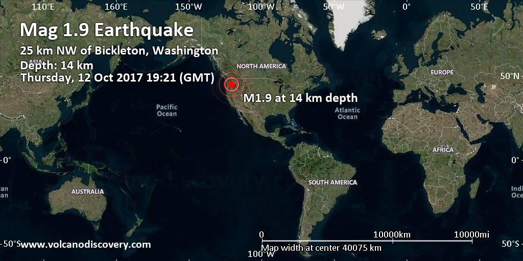 Minor Mag. 1.9 Earthquake - 25 km NW of Bickleton, Washington, on ...