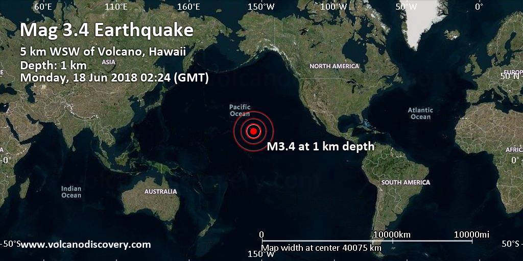 Light Mag. 3.4 Earthquake - 3.2 mi Southwest of Volcano, Hawaii County ...
