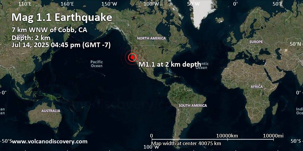 Minor Mag. 1.1 Earthquake - 27 mi North of Santa Rosa, Sonoma County ...