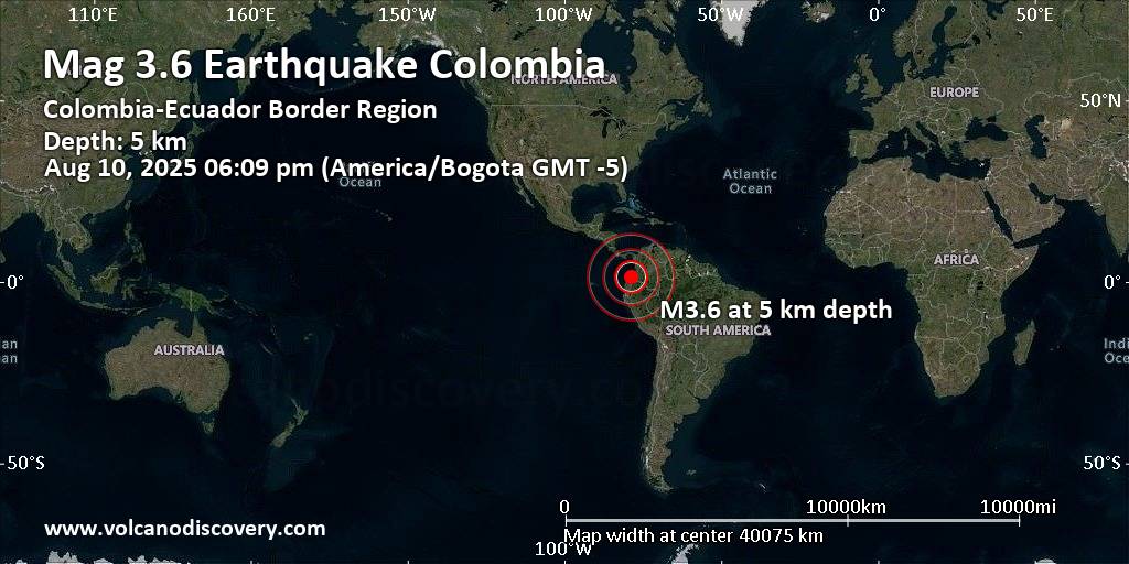 Light Mag. 3.6 Earthquake - 21 km South of Tumaco, Departamento de ...