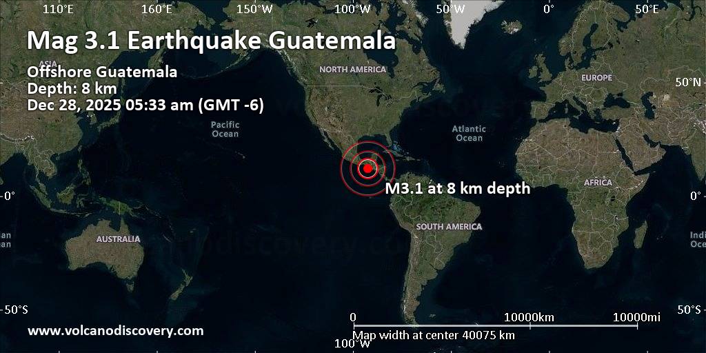 Light Mag. 3.1 Earthquake - North Pacific Ocean, 122 km Southwest of ...