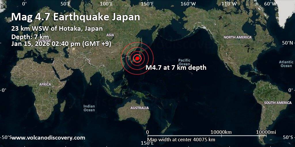 Moderate Mag. 4.7 Earthquake - 23 km West of Azumino, Nagano, Japan, on ...