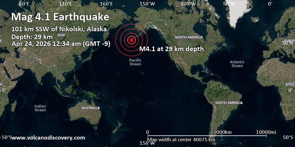 Moderate Mag. 4.1 Earthquake - North Pacific Ocean, 44 mi Southeast of ...
