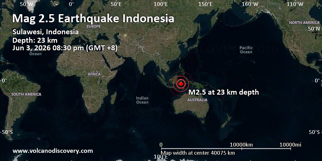 Weak Mag. 2.5 Earthquake - Kabupaten Konawe Utara, 53 km Northwest of ...