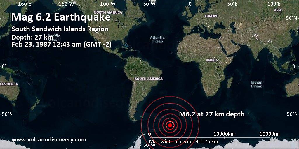 Terremoto muy fuerte magnitud 6.2 - South Sandwich Islands Region ...