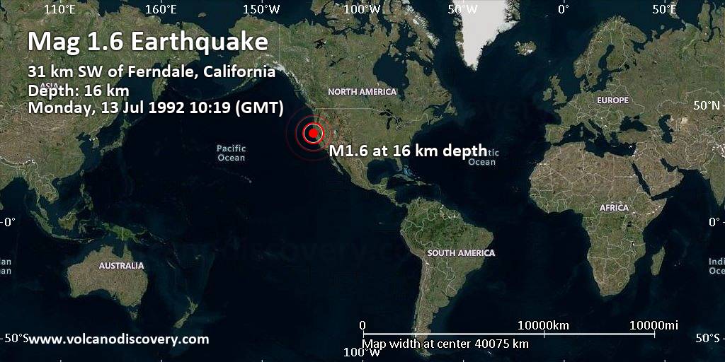 Minor Mag. 1.6 Earthquake - North Pacific Ocean, 35 mi Southwest of ...